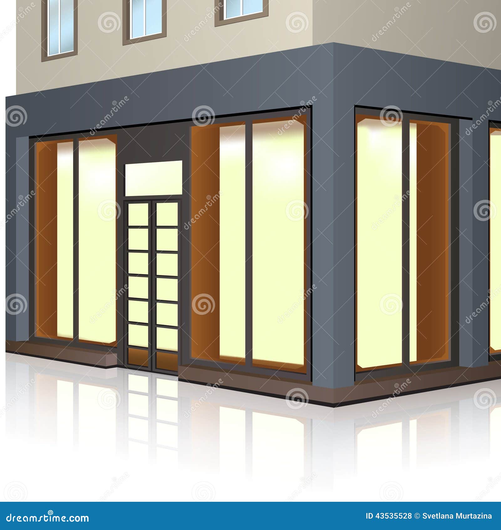 Store Building with Storefronts and Entrance Stock Vector ...