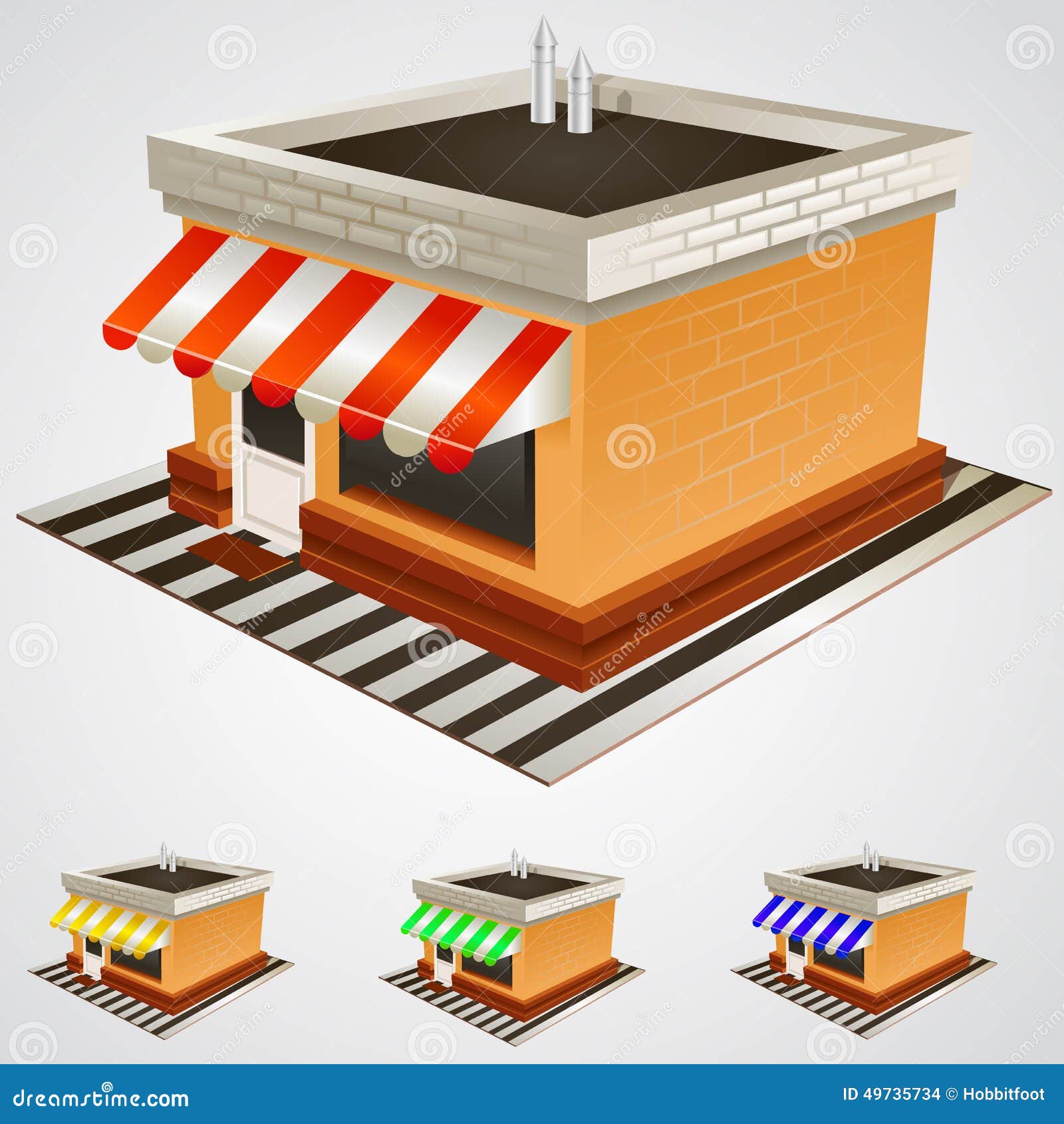 Store Building with Striped Awning. Stock Vector - Illustration of ...