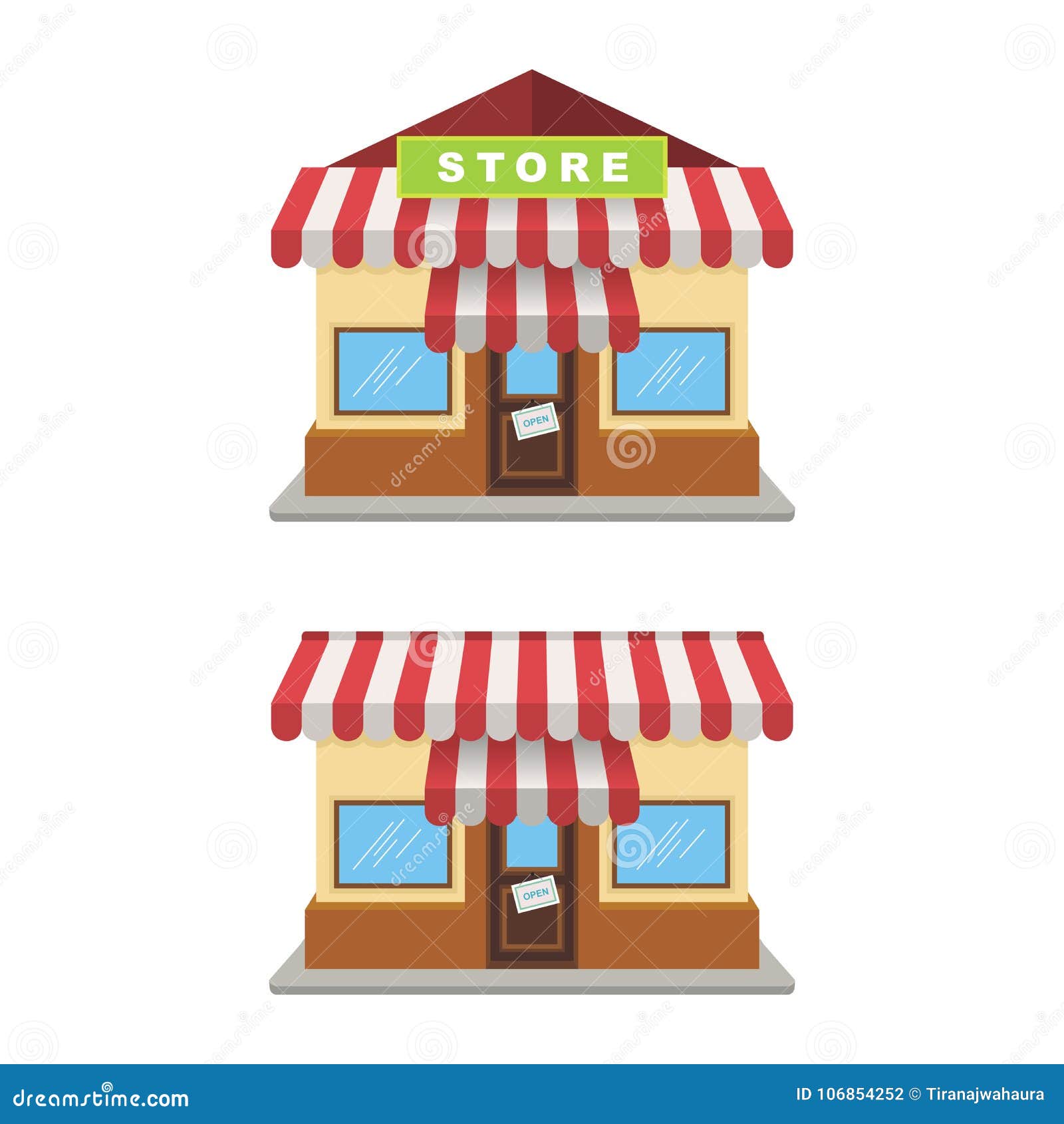 Store Building Vector with Cute Illustration Stock Vector ...