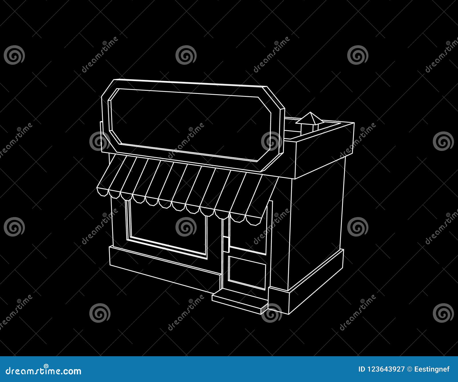 Store Building. Vector Outline Illustration Stock Vector - Illustration ...