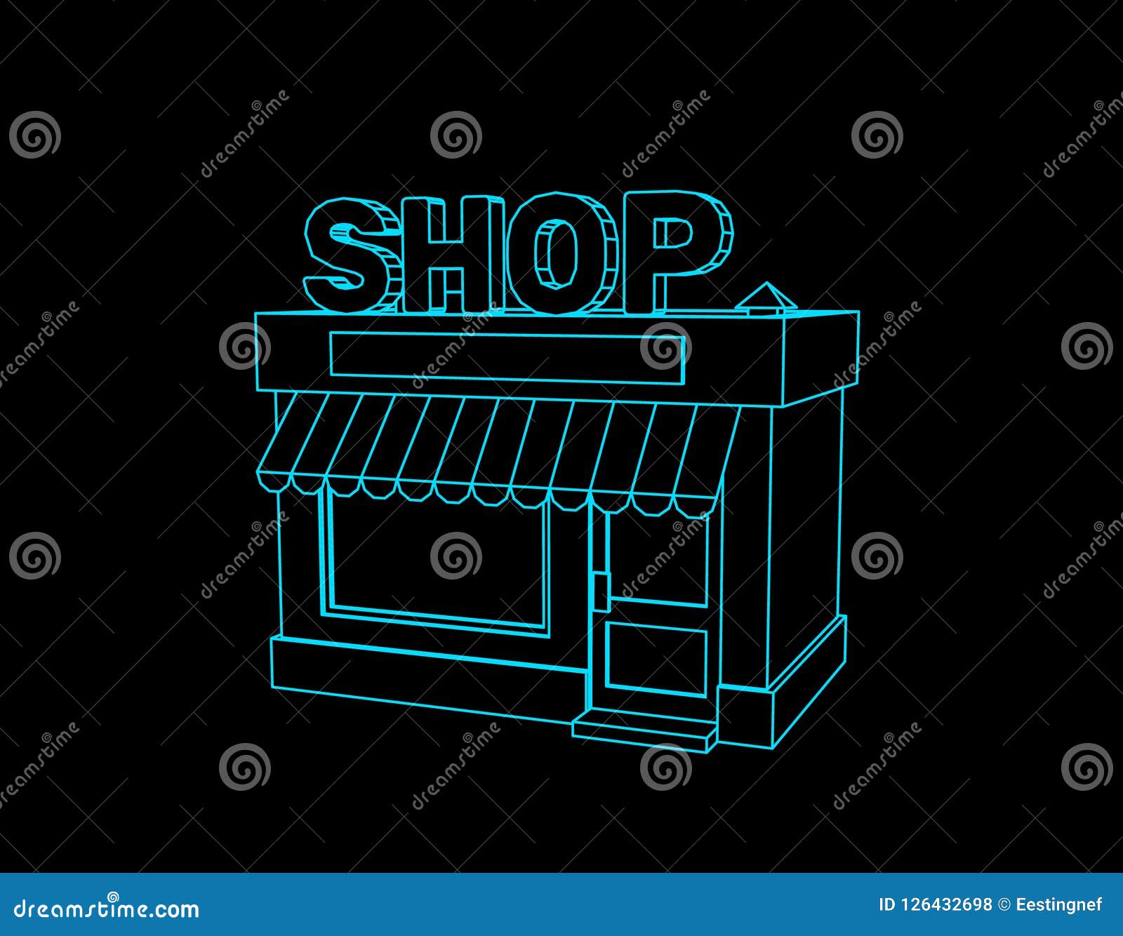 Store Building. Vector Outline Illustration Stock Vector - Illustration ...