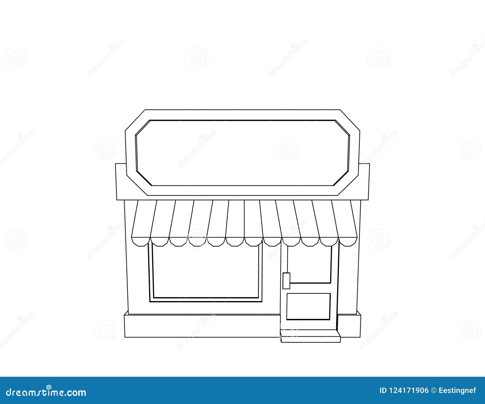 Store Building. Vector Outline Illustration Stock Vector - Illustration ...