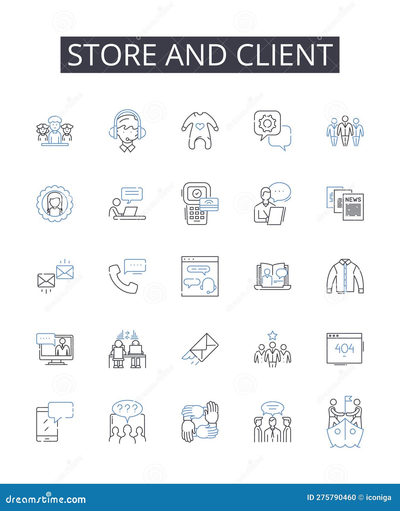 Store and Client Line Icons Collection. Channel, Supply, Logistics ...