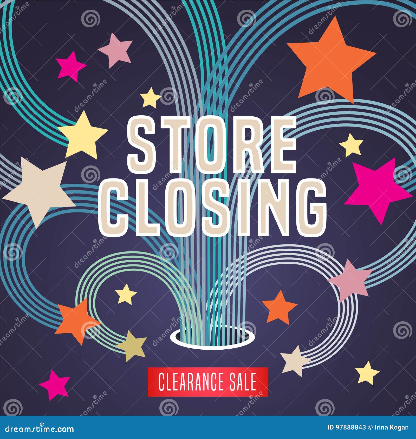 Store Closing Vector Illustration, Background with Firework and ...