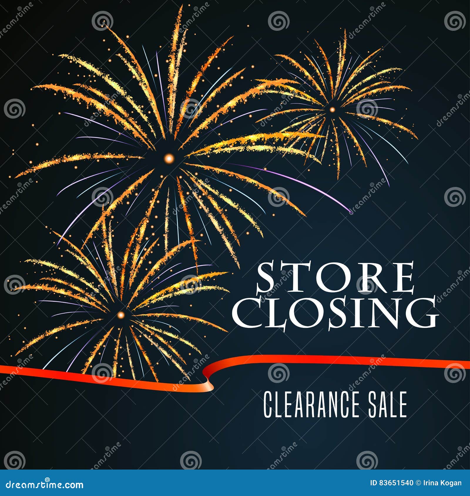 Store Closing Vector Illustration, Background with Firework Stock ...