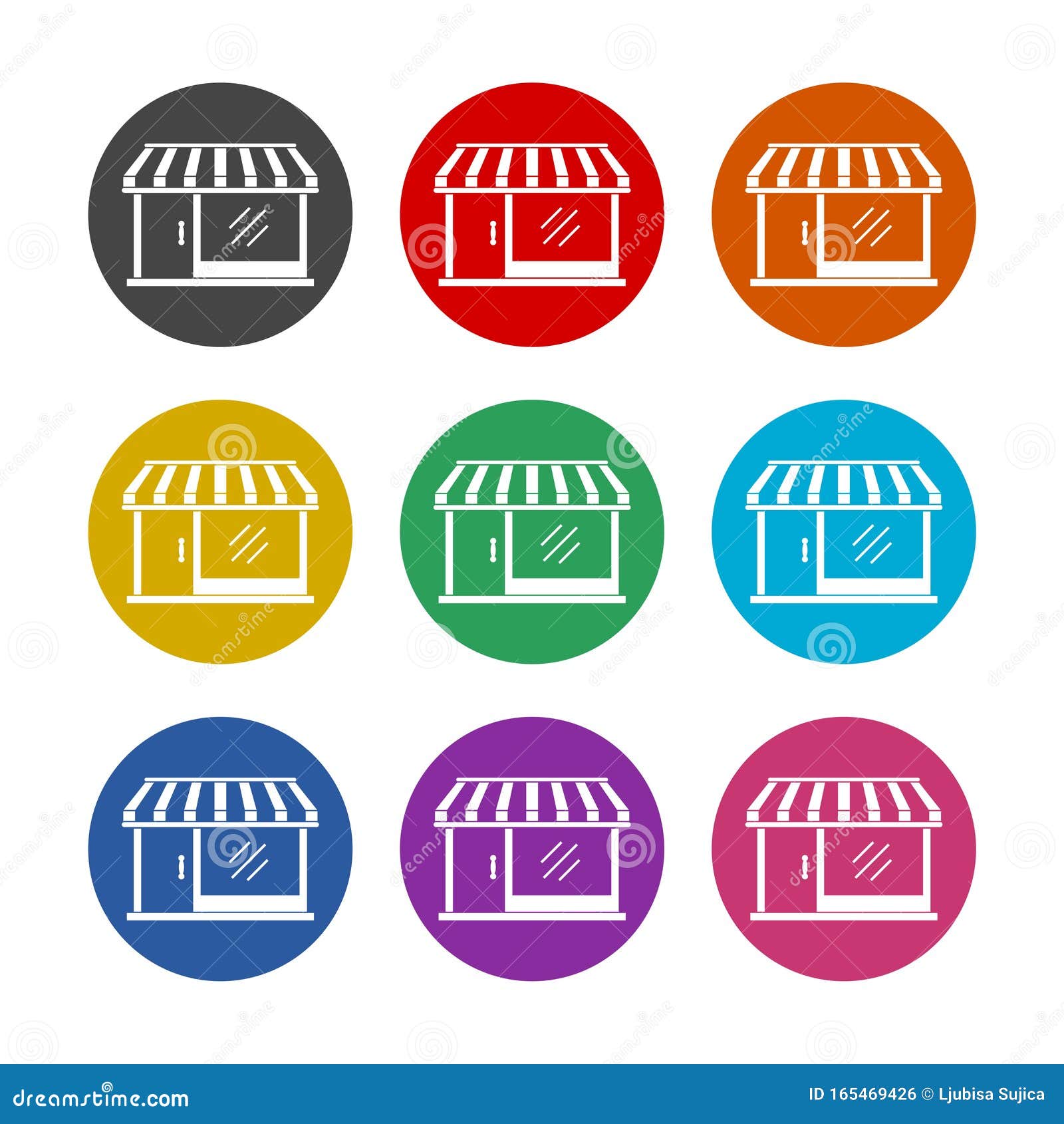 Store Color Icon Set Isolated on White Background Stock Illustration ...