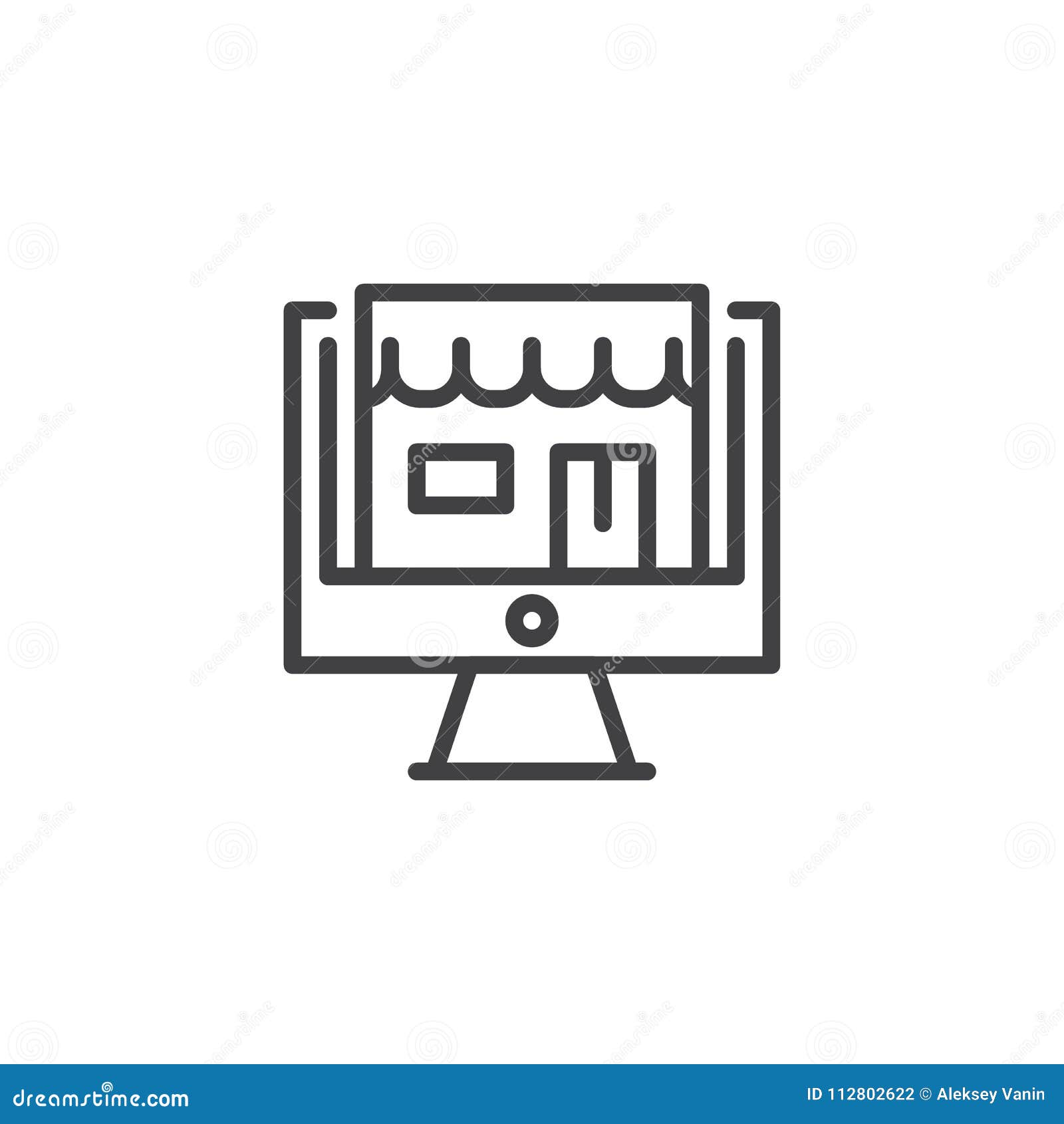 Store on Computer Desktop Screen Outline Icon Stock Vector ...