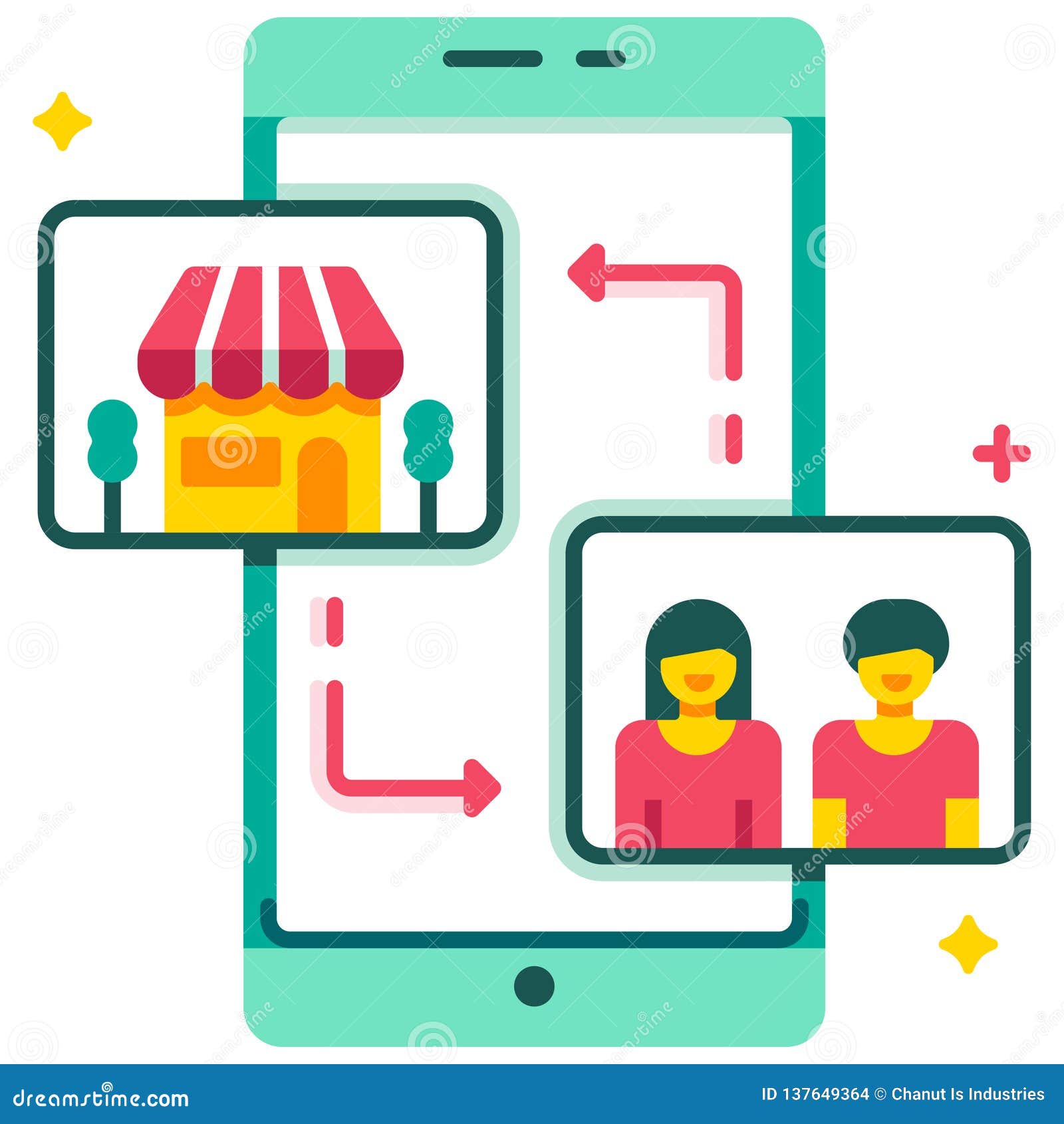 Store and Customer Connection Flat Illustration Stock Vector ...