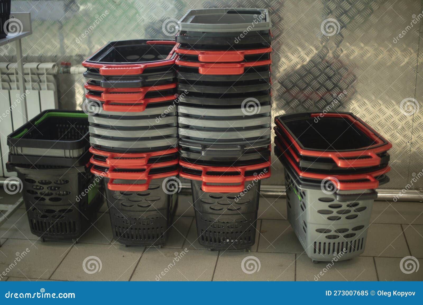 Store Details. Grocery Baskets are Nested in Each Other Stock Image ...