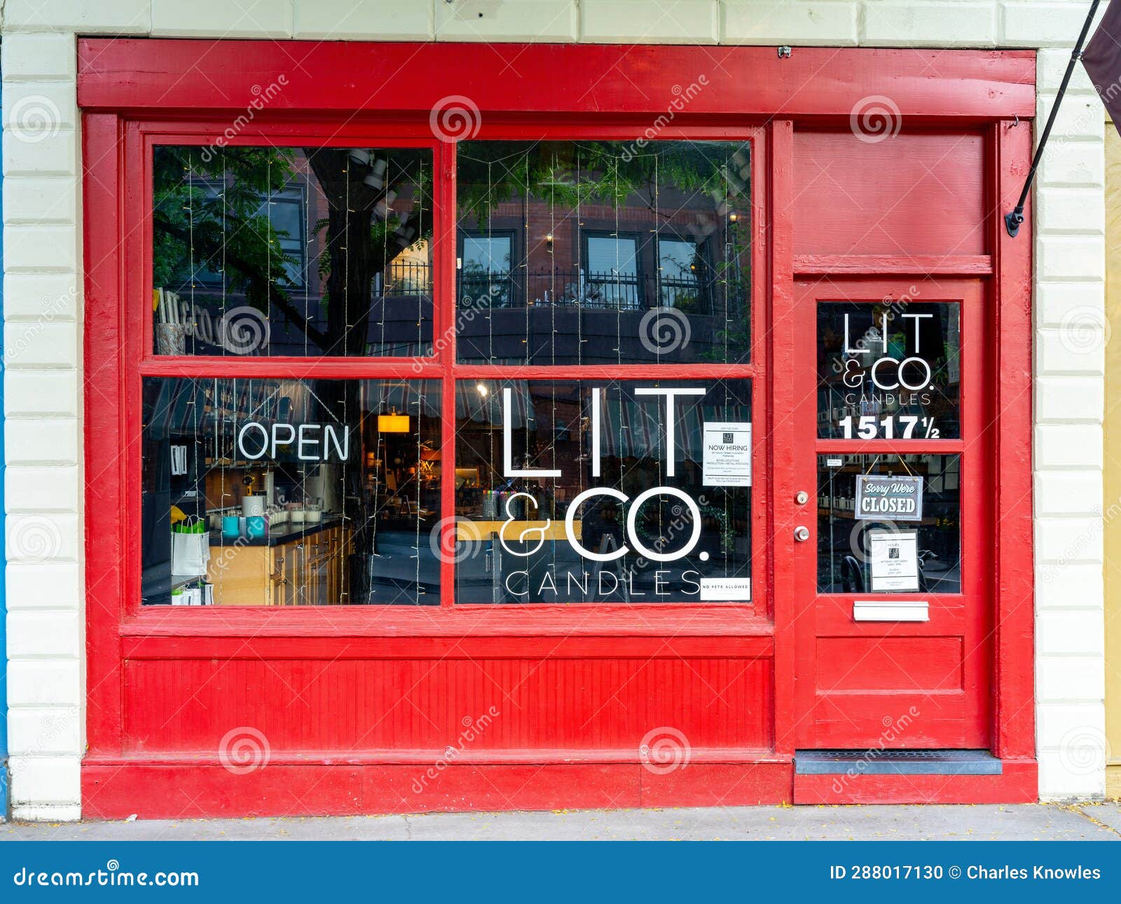 Store Front Along a Quiet Street Painted Red Editorial Image - Image of ...
