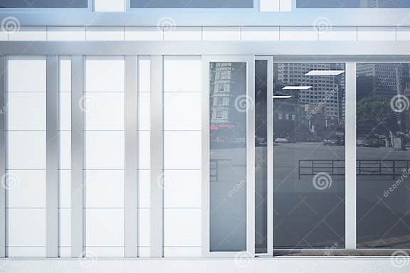 Store Front Exterior with Wall Stock Illustration - Illustration of ...