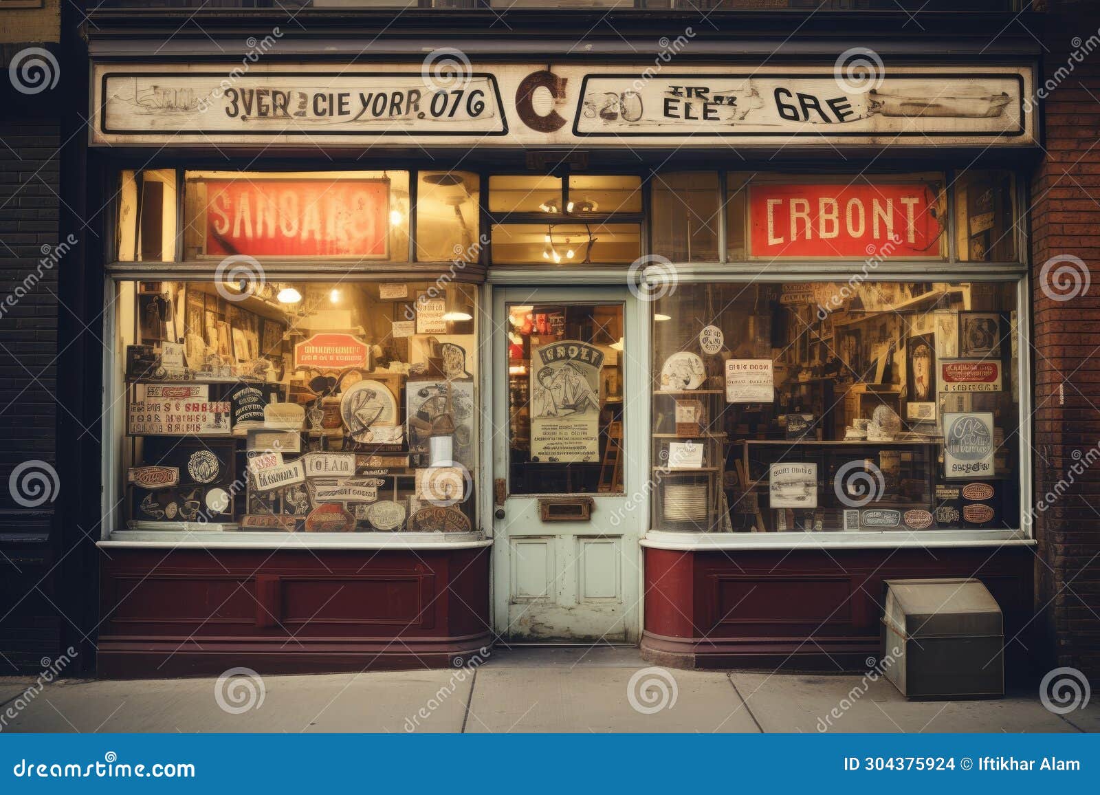 A Store Front that is Filled with Various Signs, Creating a Visually ...