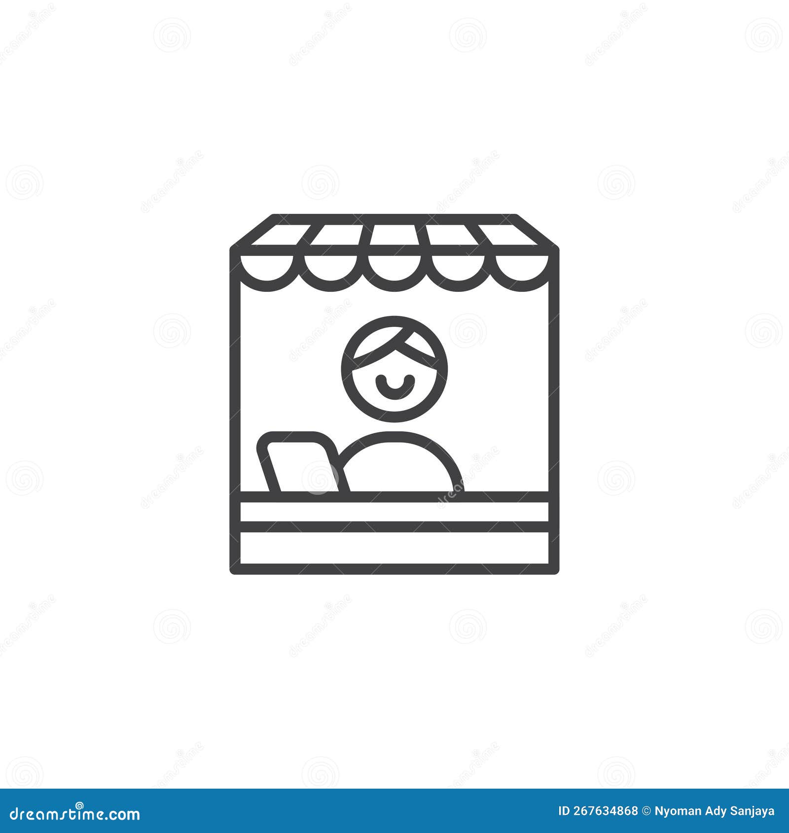 Store, Front Office Line Vector Icon. Man Using Laptop Stock Vector ...