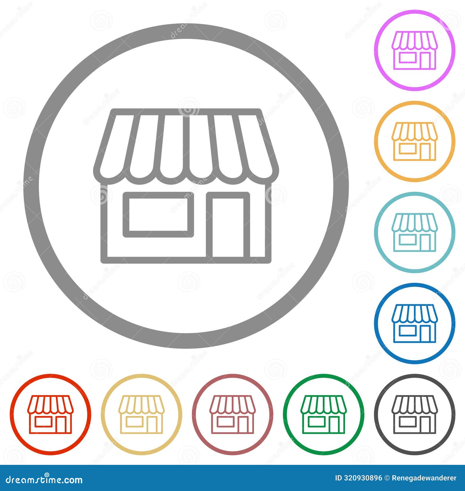 Store Front Outline Flat Icons with Outlines Stock Vector ...