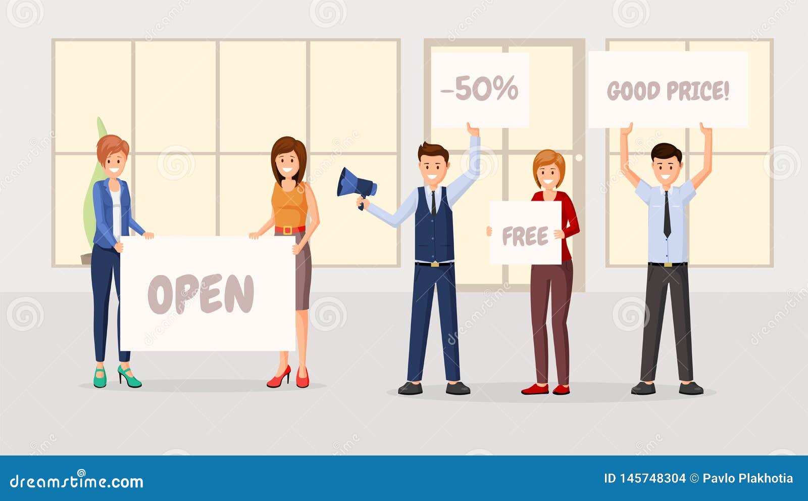 Store Grand Opening Flat Vector Illustrations Stock Vector ...