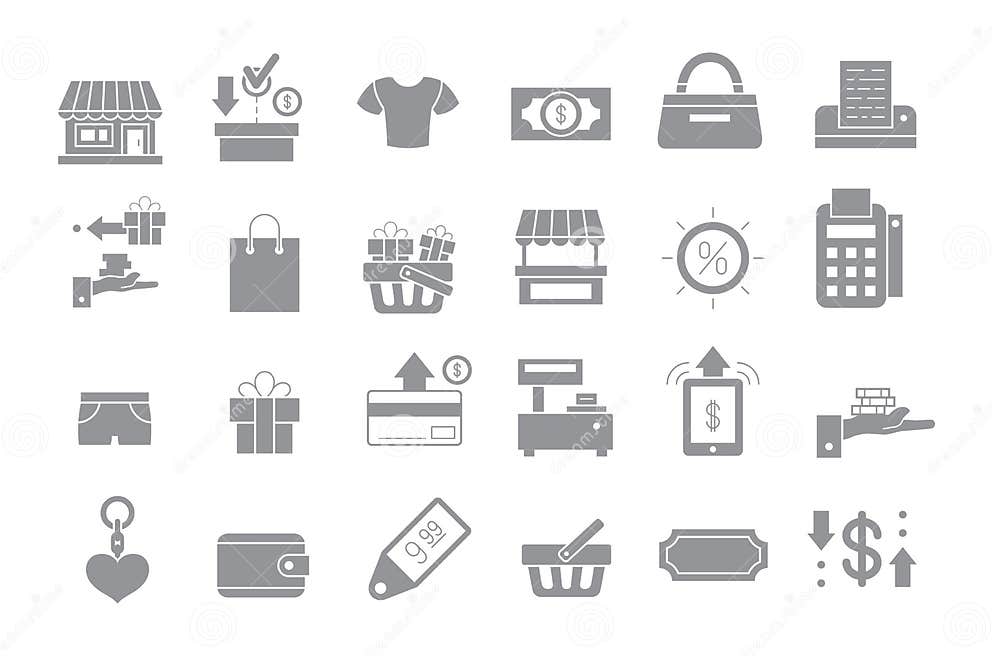 Store gray icons stock illustration. Illustration of label - 74820107