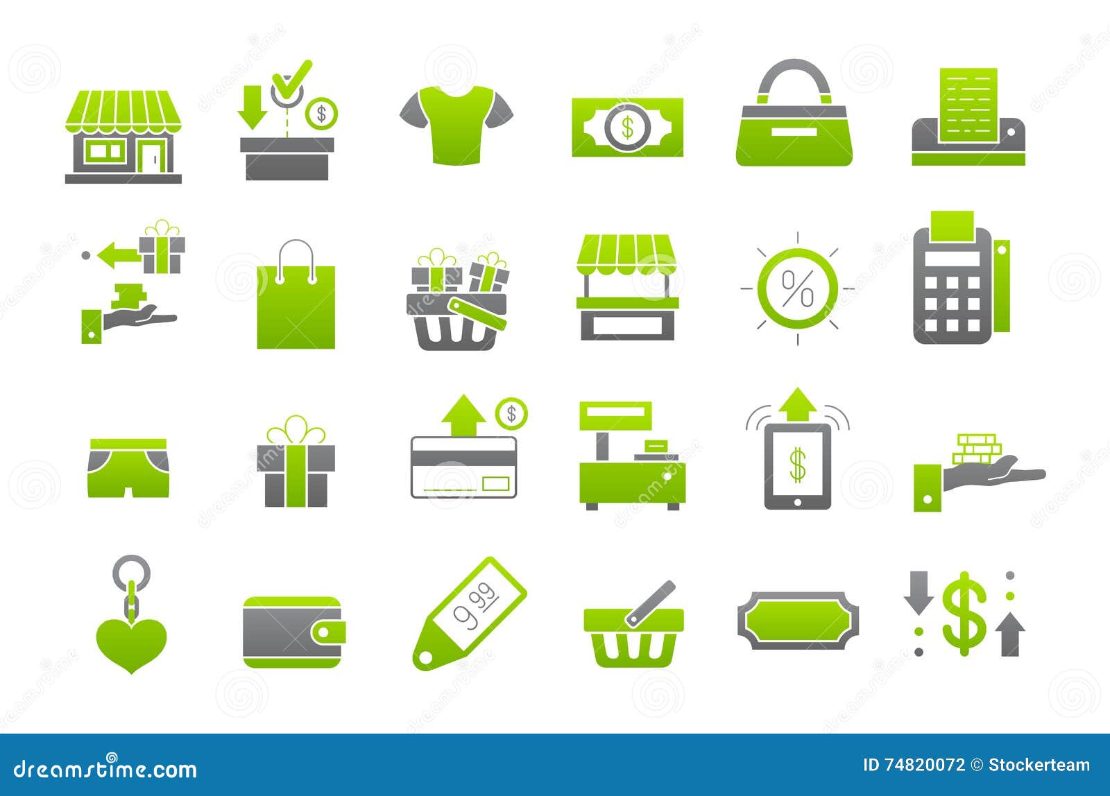 Store Green-gray Vector Icons Set Stock Vector - Illustration of icons ...