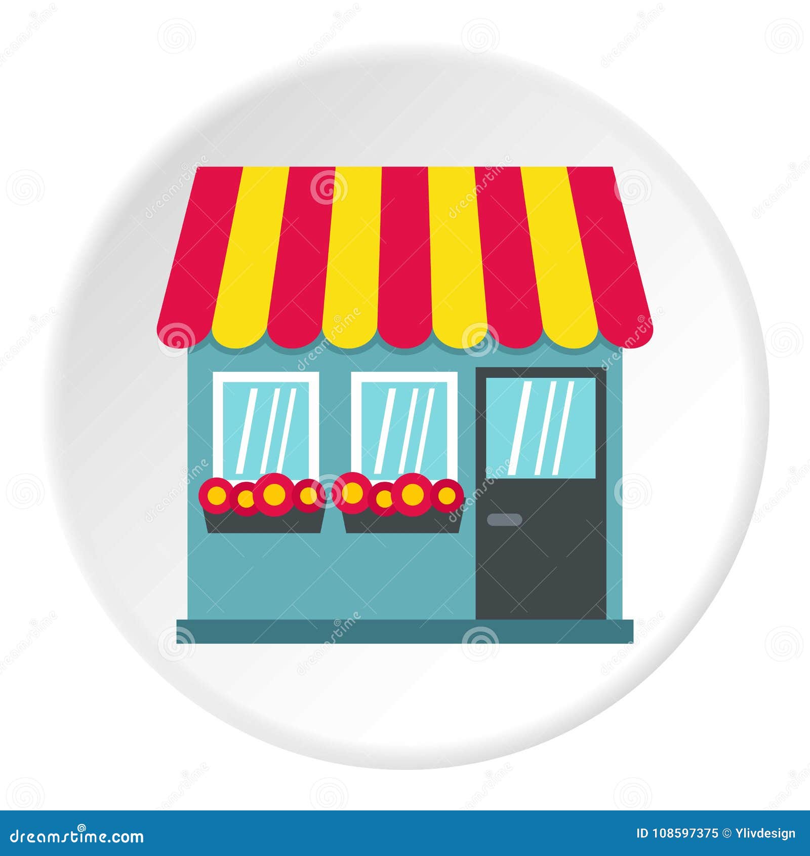 Store icon circle stock vector. Illustration of light - 108597375