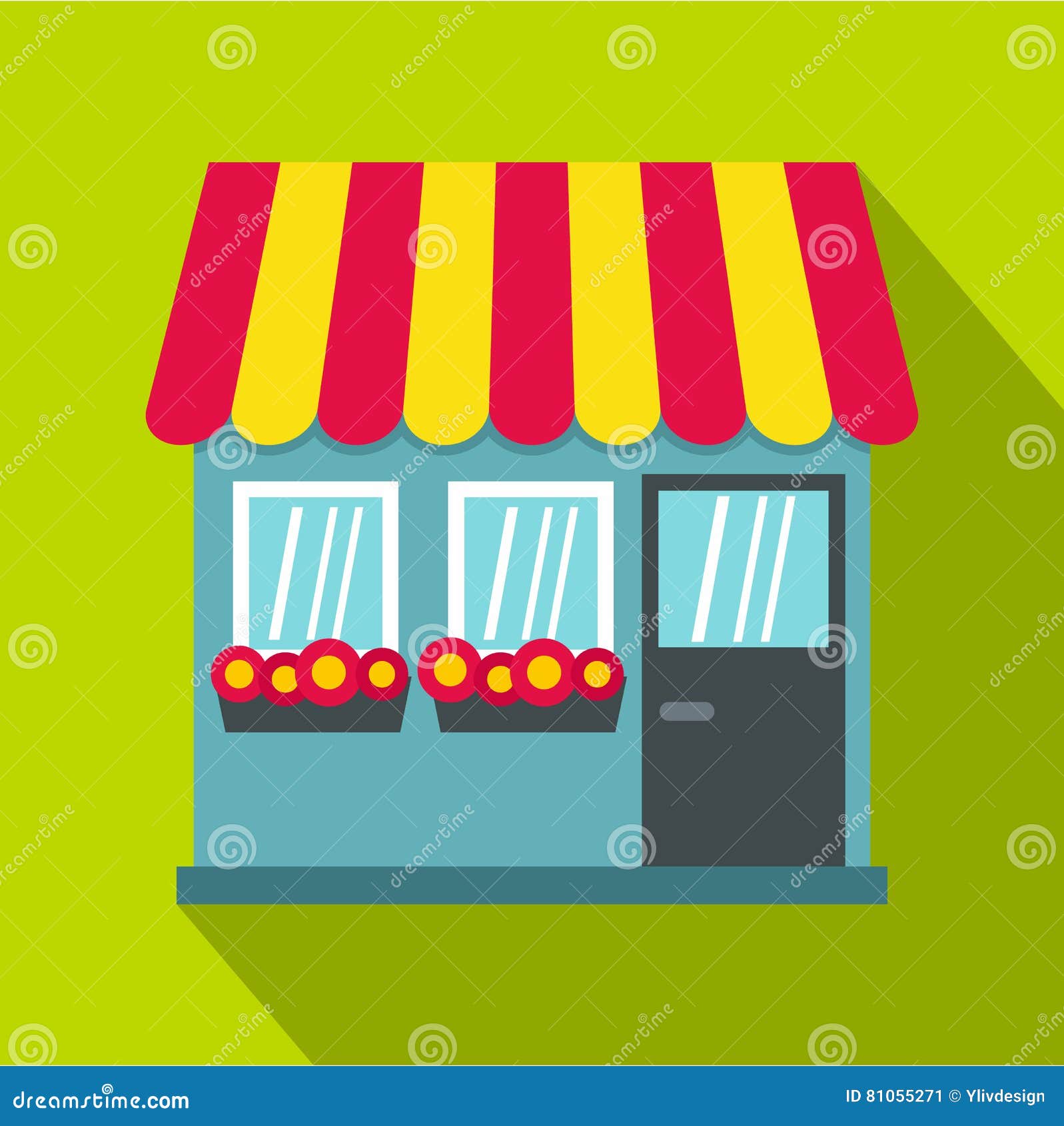 Store icon, flat style stock vector. Illustration of open - 81055271