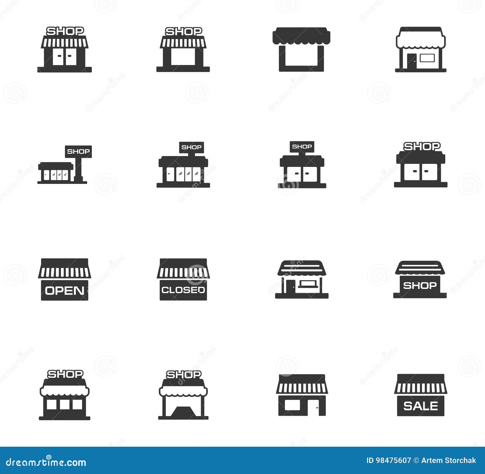 Store icons set stock vector. Illustration of cashier - 98475607
