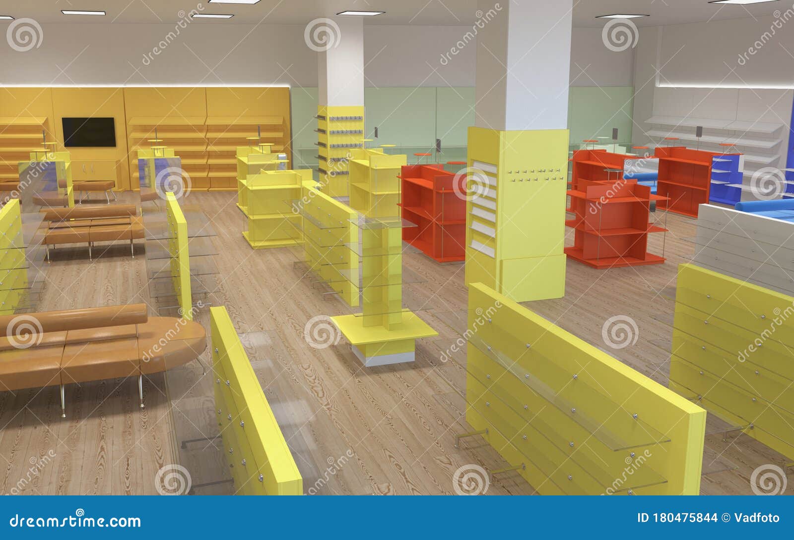 Shopping Mall, Interior Visualization, 3D Illustration Stock ...
