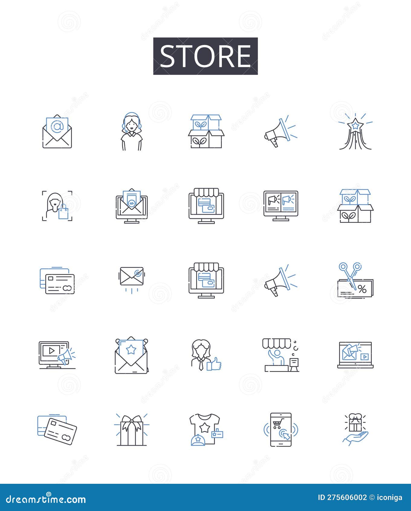 Store Line Icons Collection. E-learning, Online Education, Virtual Classrooms, Distance Learning ...