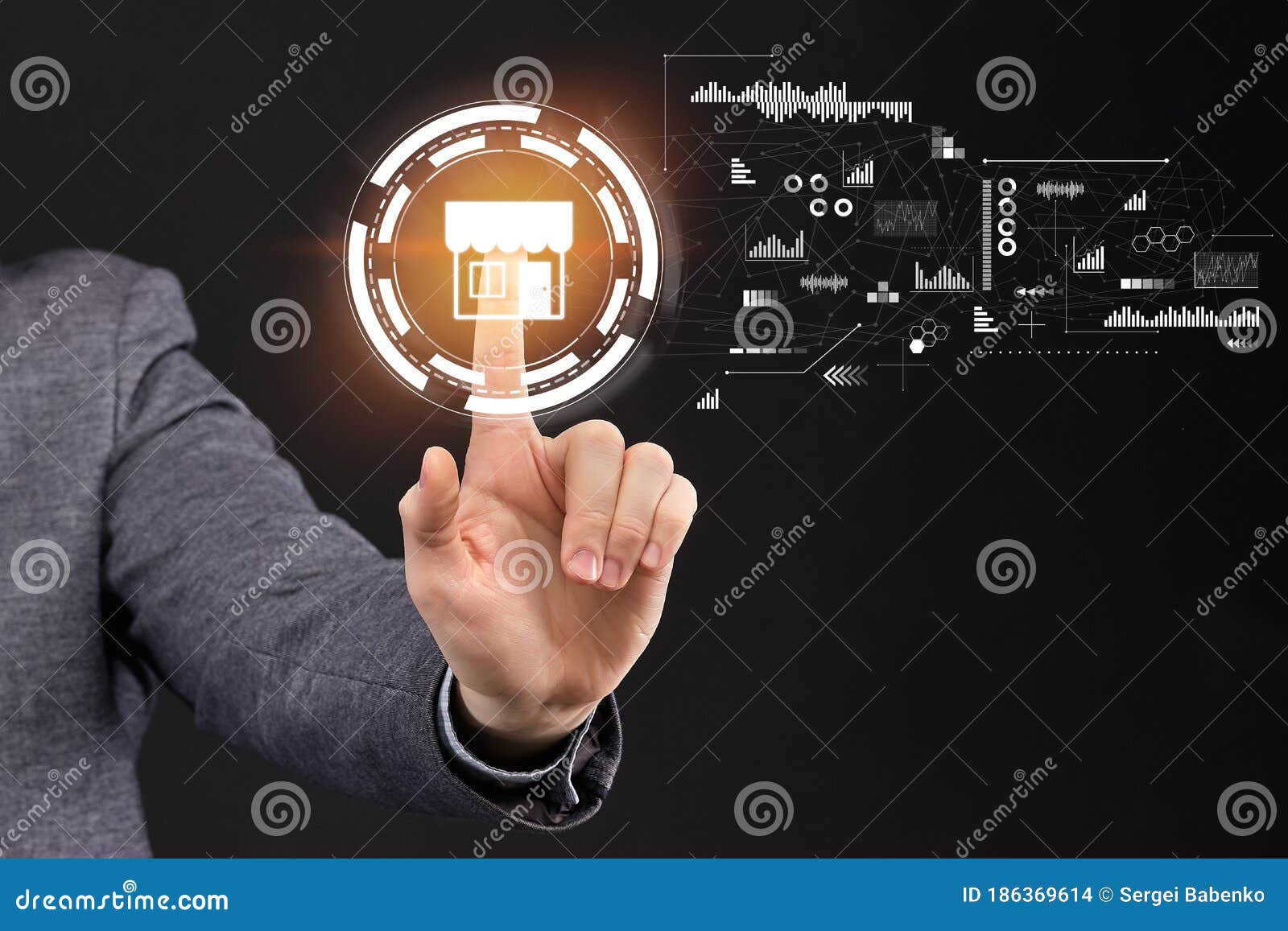 Store Management Concept with Abstract Icons and Graphics Stock Photo ...