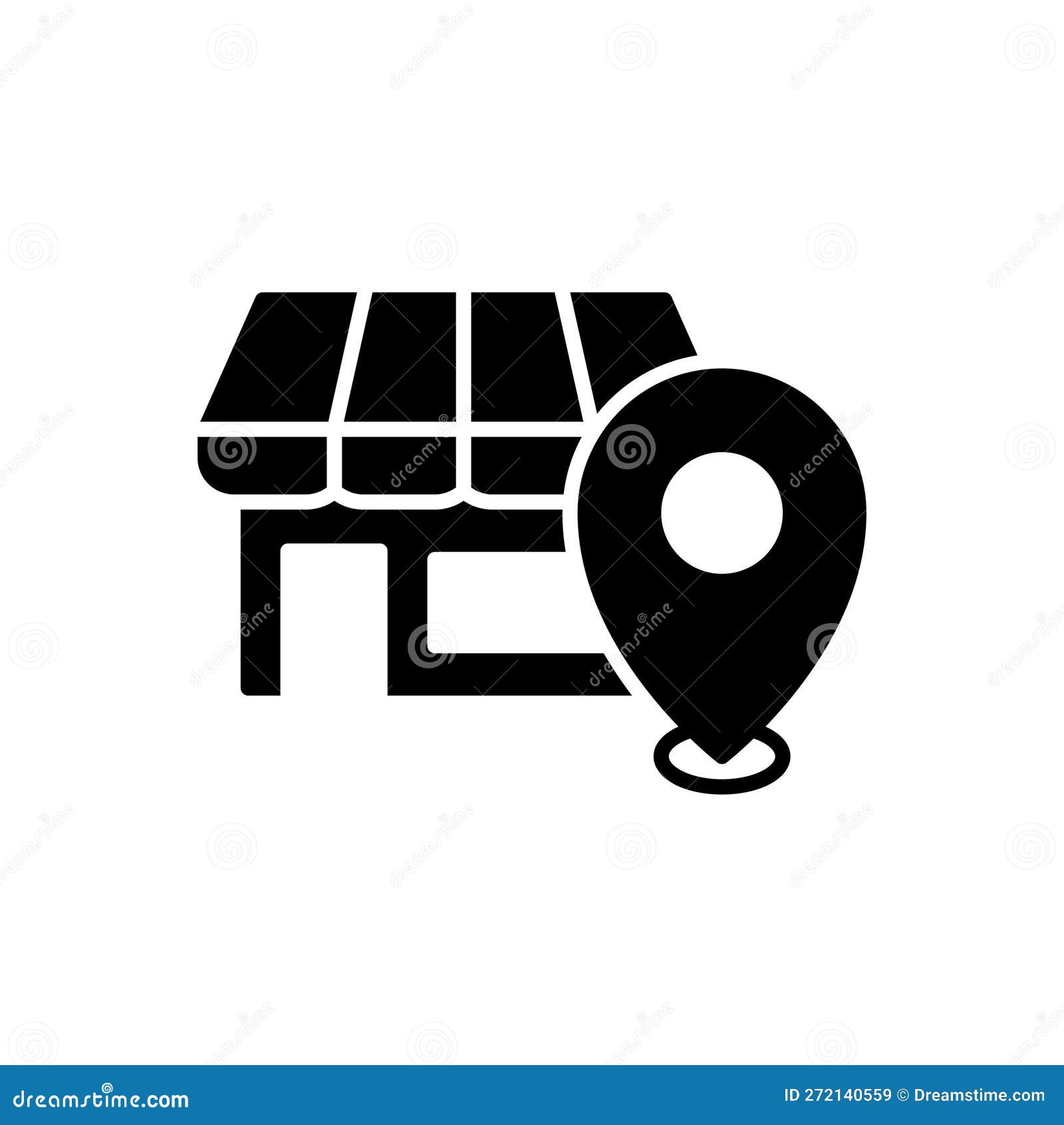 The Store or Market Location Icon is a Shop Building with a Map ...
