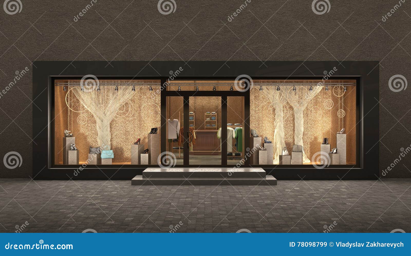 Store Night Exterior , 3d Illustration Stock Illustration ...