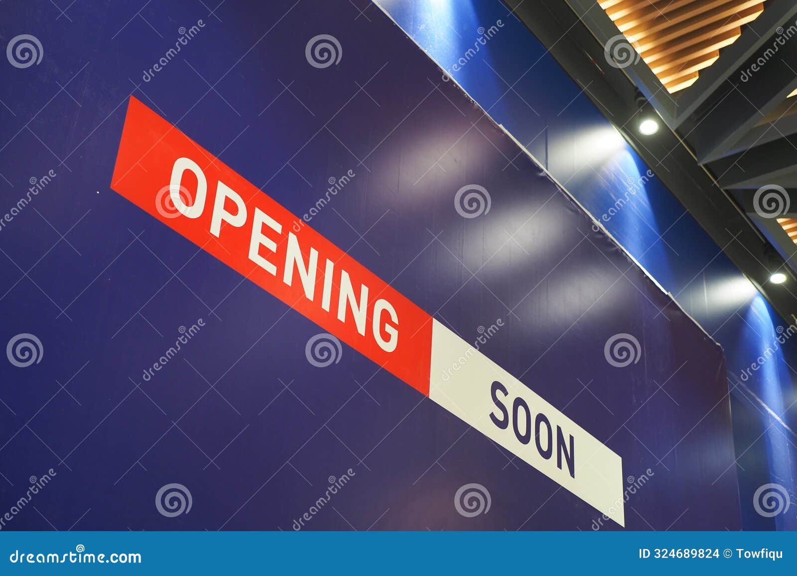 Store Opening Soon Sign on Blue Background , Stock Photo - Image of ...