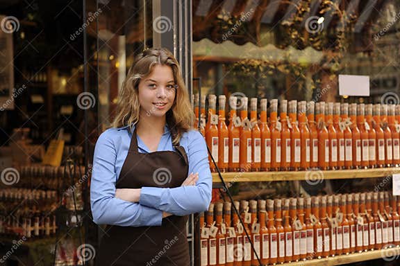 Store Owner in Front of Shop Stock Photo - Image of caucasian ...