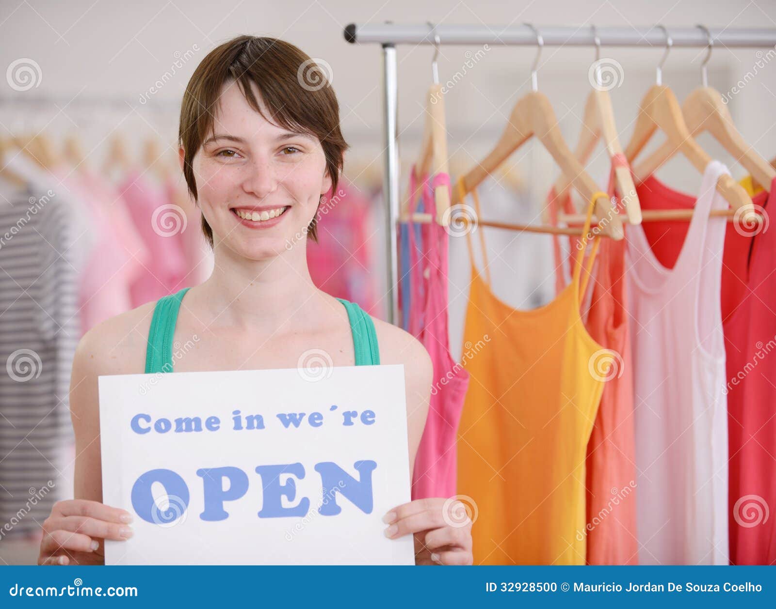 Store Owner Holding Open Sign Stock Photo - Image of adult, opportunity ...