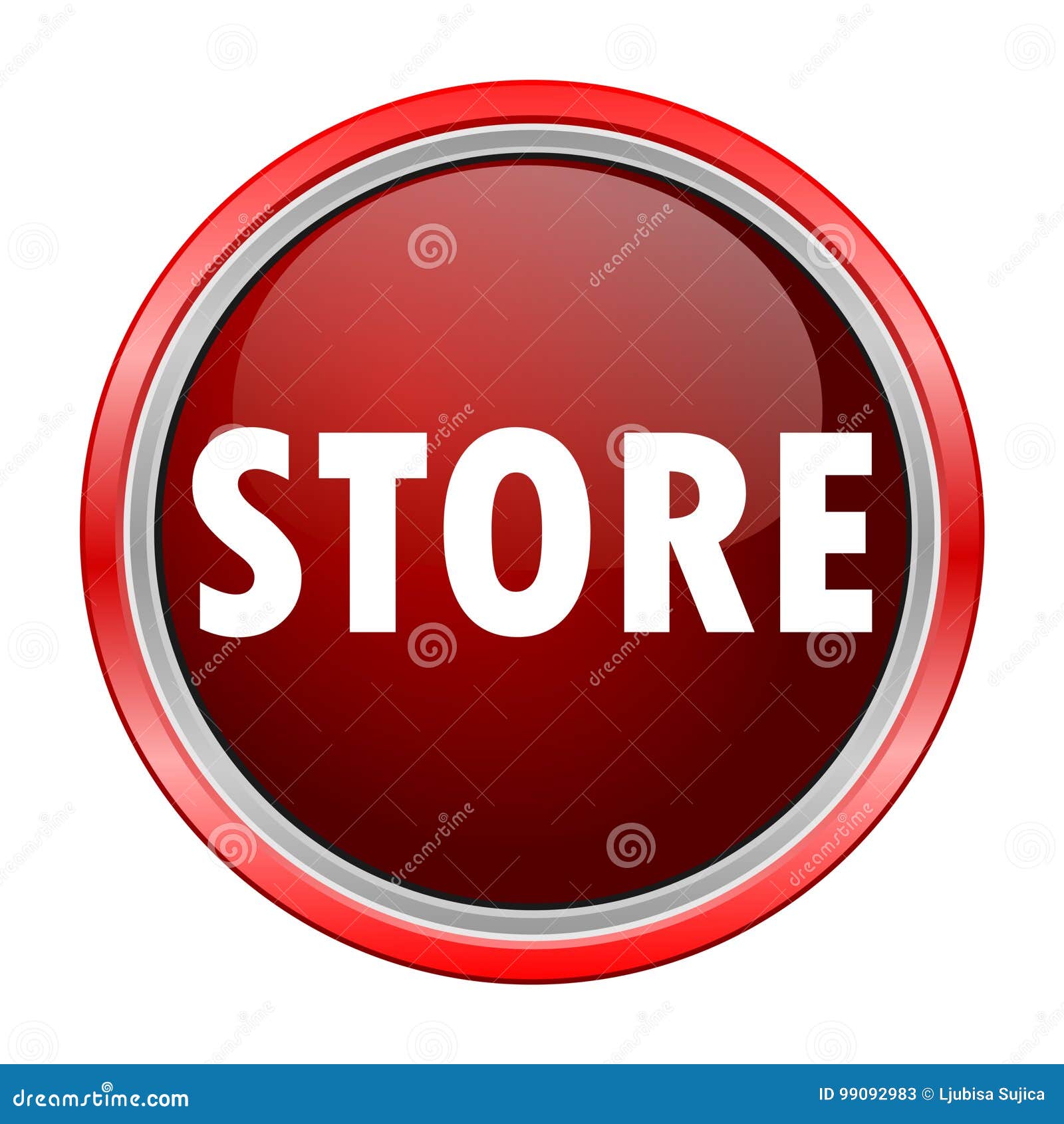 Store Round Metallic Red Button Stock Vector - Illustration of good ...
