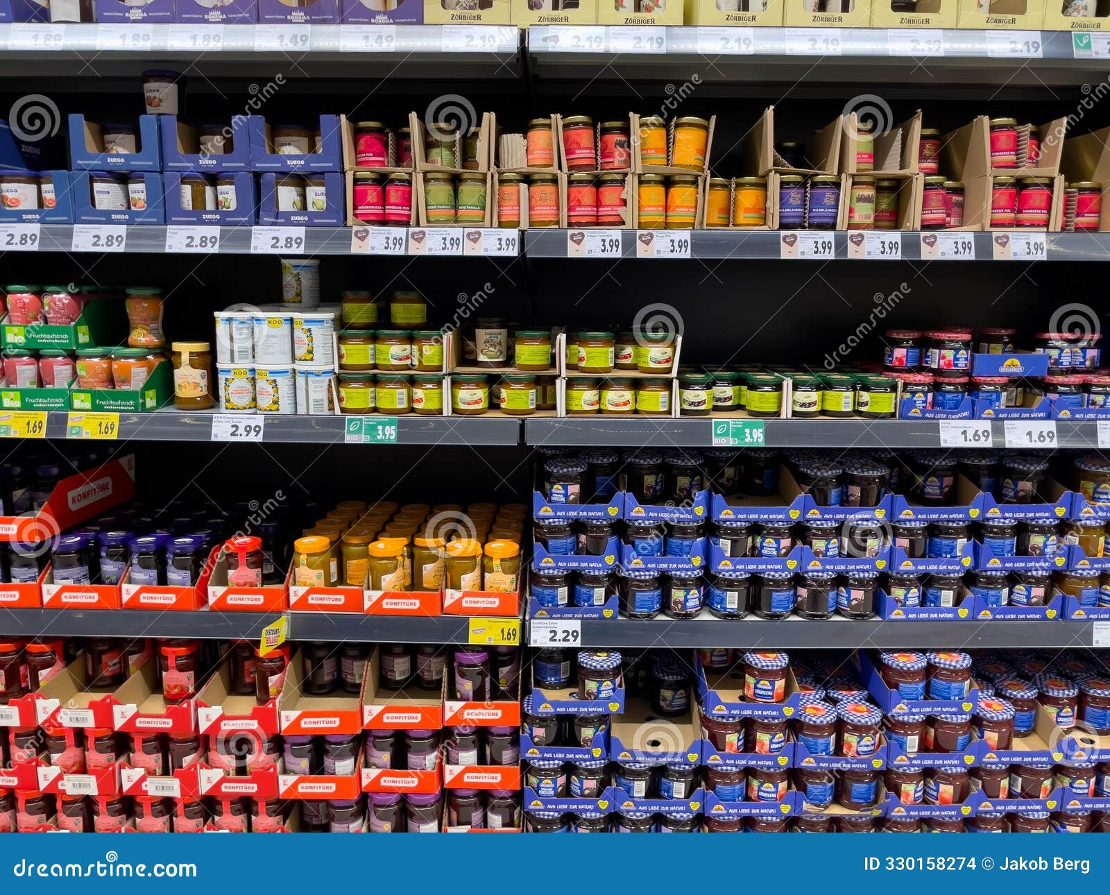 A Store Shelf with Many Different Jars of Jam Editorial Stock Image ...