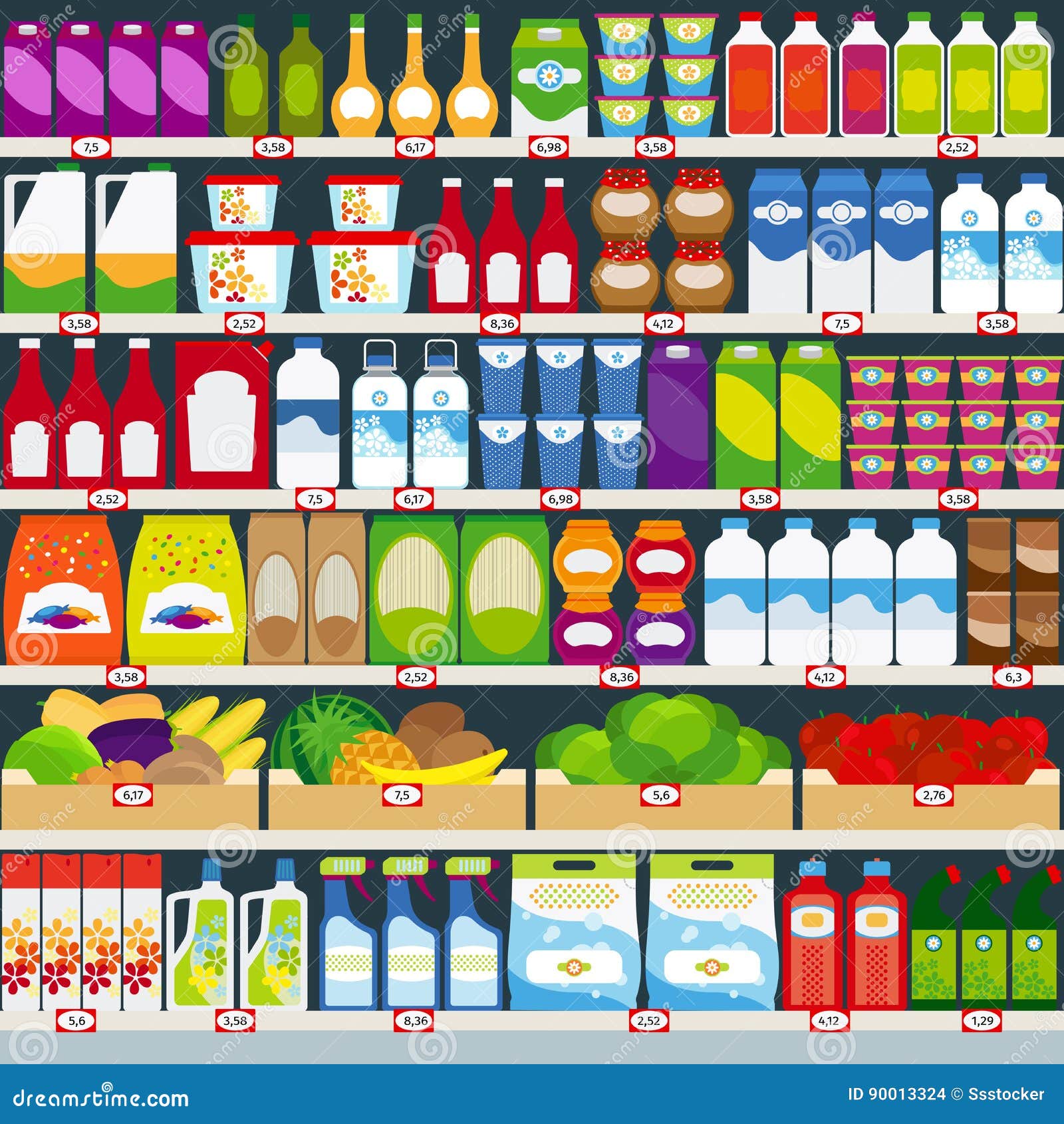 Store Shelves Racks With Green Edge Realistic Mockups Set. Showcases ...