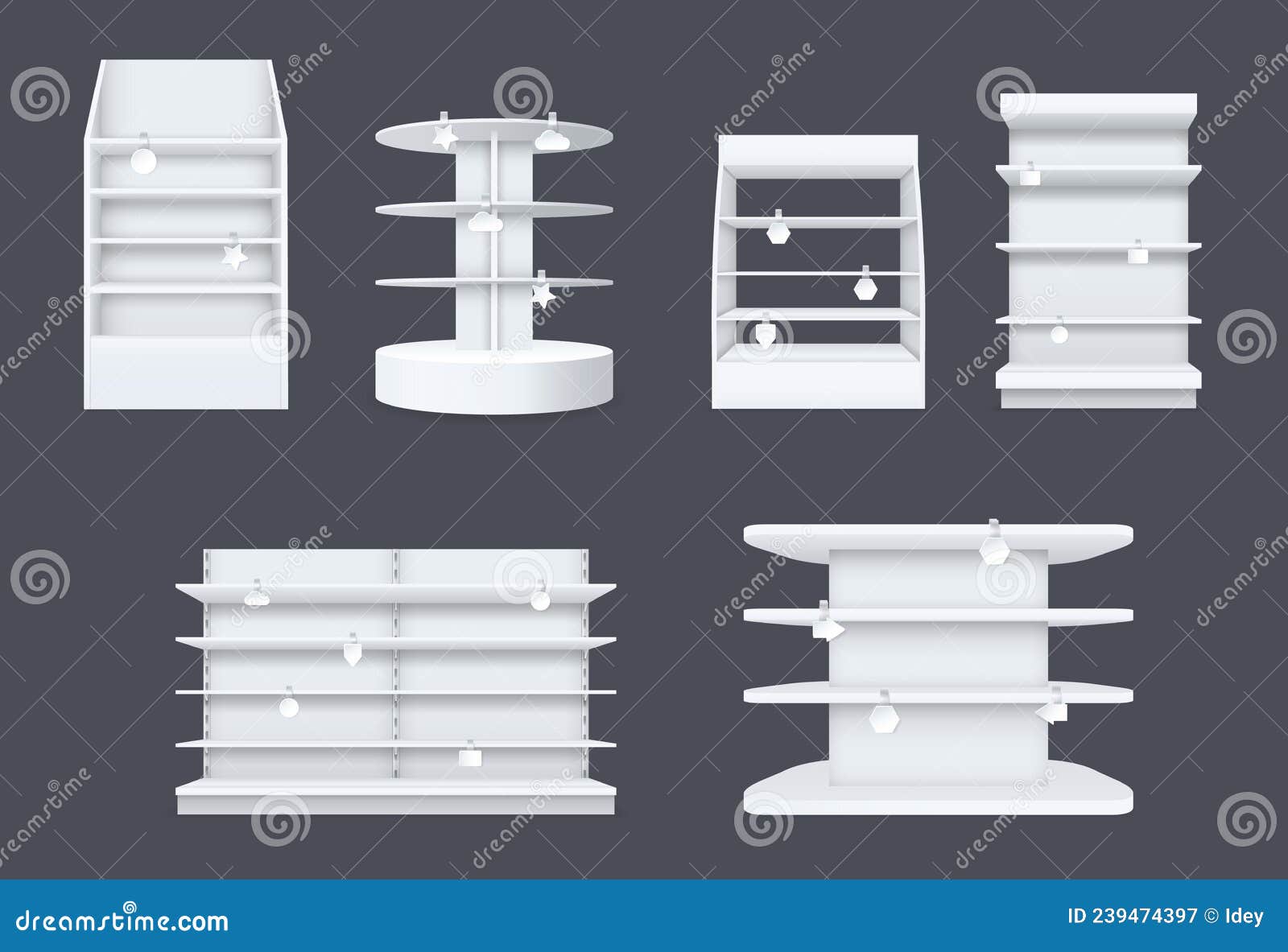 Empty Shelving Stands. Merchandising Market Retail Display Racks In ... Empty Shelving Stands. Merchandising Market Retail Display Racks In ...