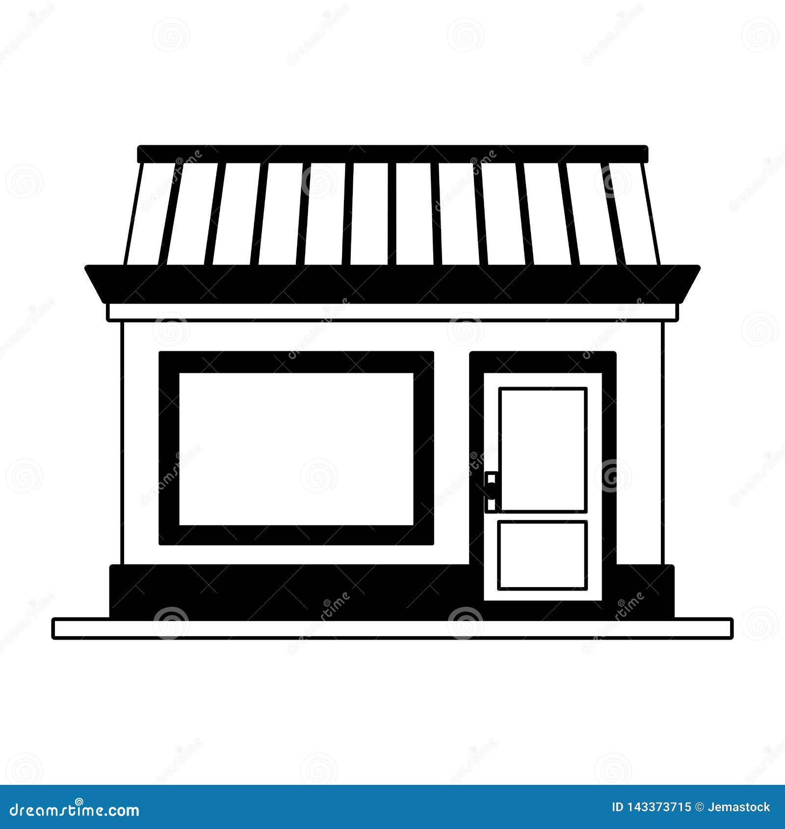 Store Shop Building in Black and White Stock Vector - Illustration of ...