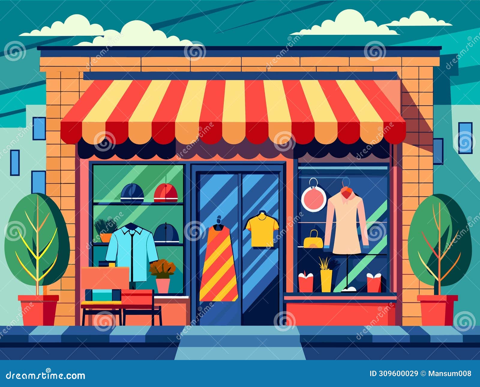 Store Shop Cartoon Flat Illustration Stock Illustration - Illustration ...