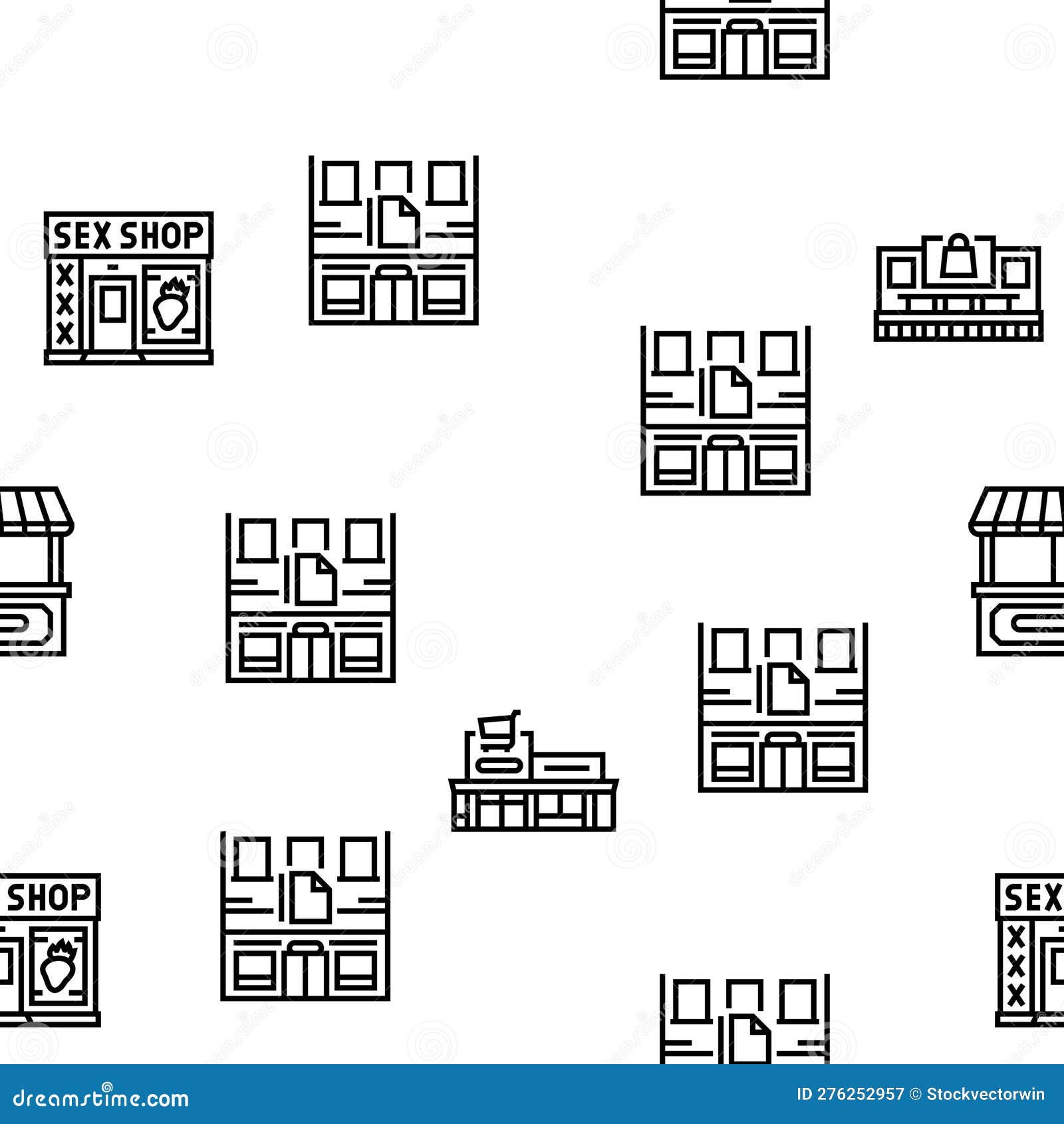 Store Shop Retail Market Vector Seamless Pattern Stock Vector ...