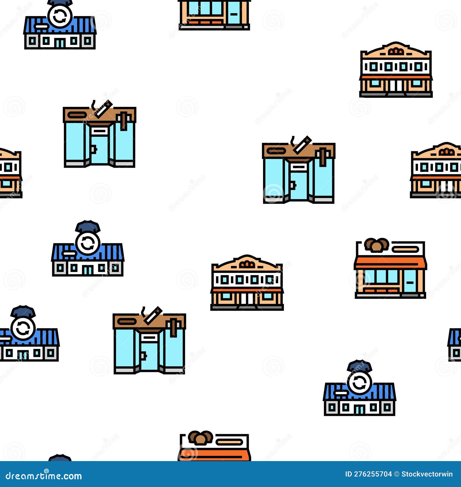 Store Shop Retail Market Vector Seamless Pattern Stock Vector ...