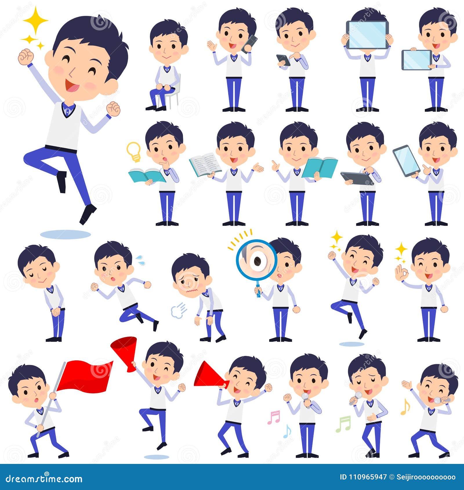 Store Staff Blue Uniform Men_2 Stock Vector - Illustration of phone ...