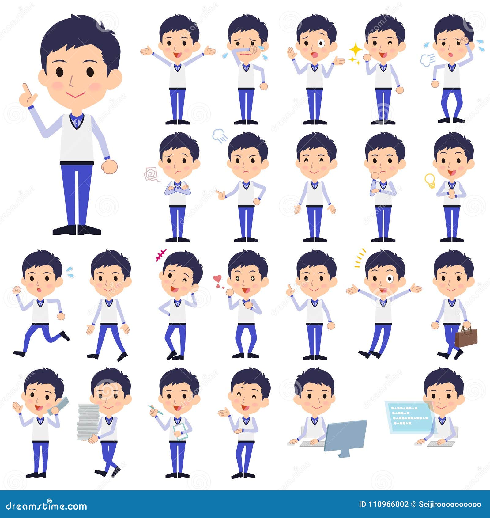 Store Staff Blue Uniform Men_1 Stock Vector - Illustration of guide ...