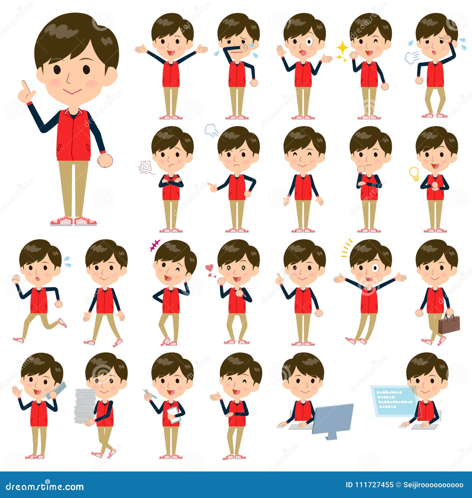 Store Staff Red Uniform Men_1 Stock Vector - Illustration of convinced ...