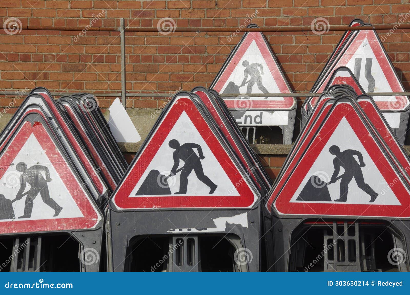 A Store of Triangular Road Warning Signs Stock Photo - Image of symbol ...
