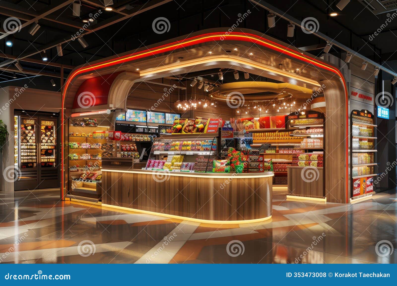 A Store with a White Counter. Display Booth Commercial Concept Stock ...