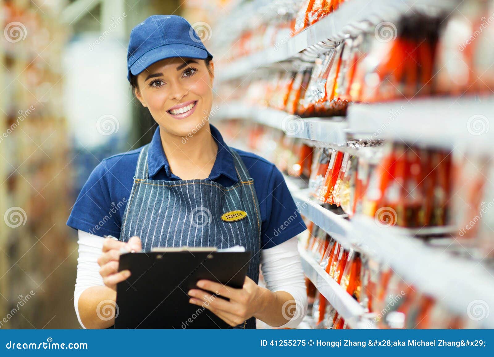 Store worker clipboard stock image. Image of friendly - 41255275
