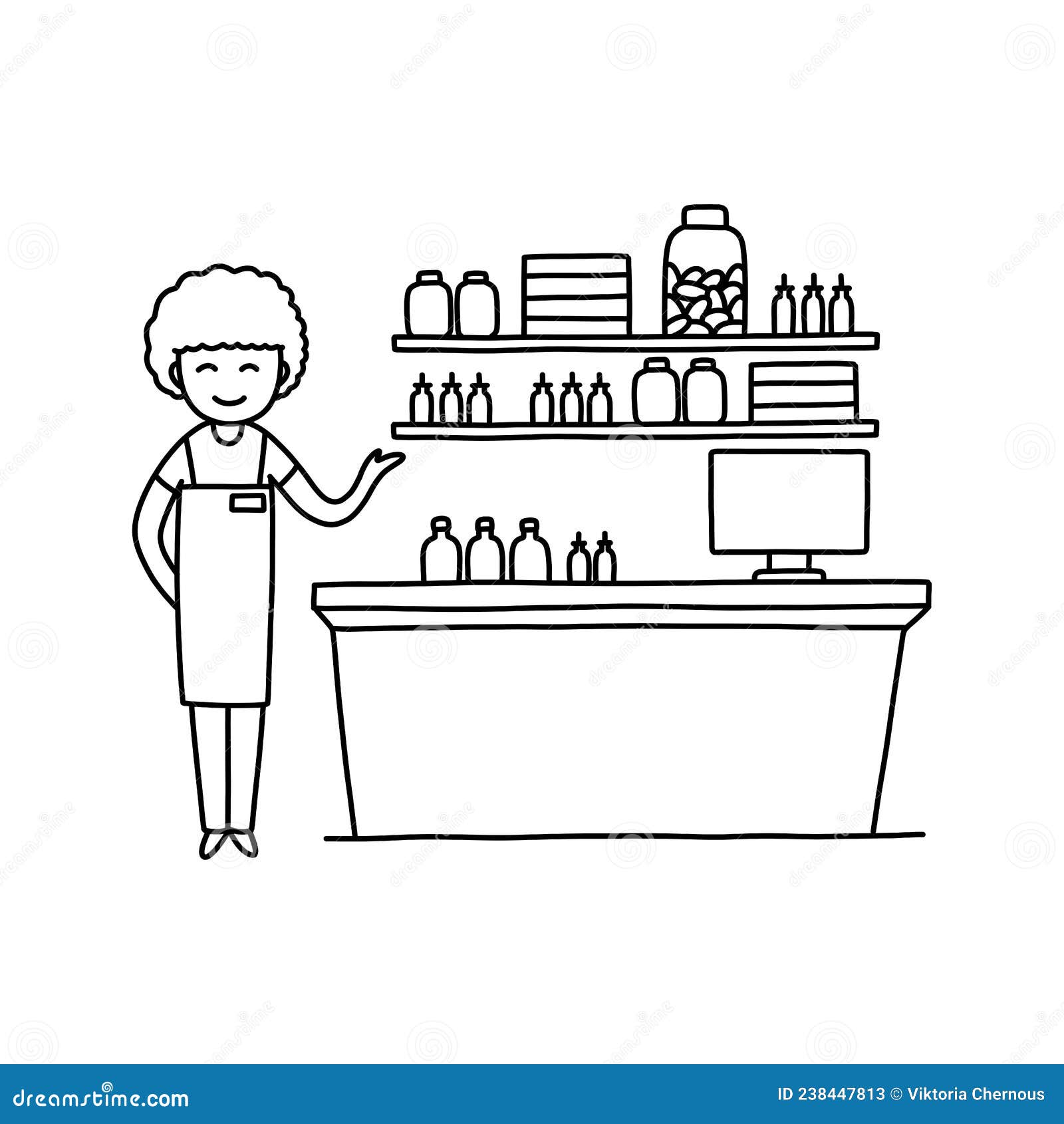 Store Worker Doodle Icon, Vector Color Line Illustration Stock Vector ...