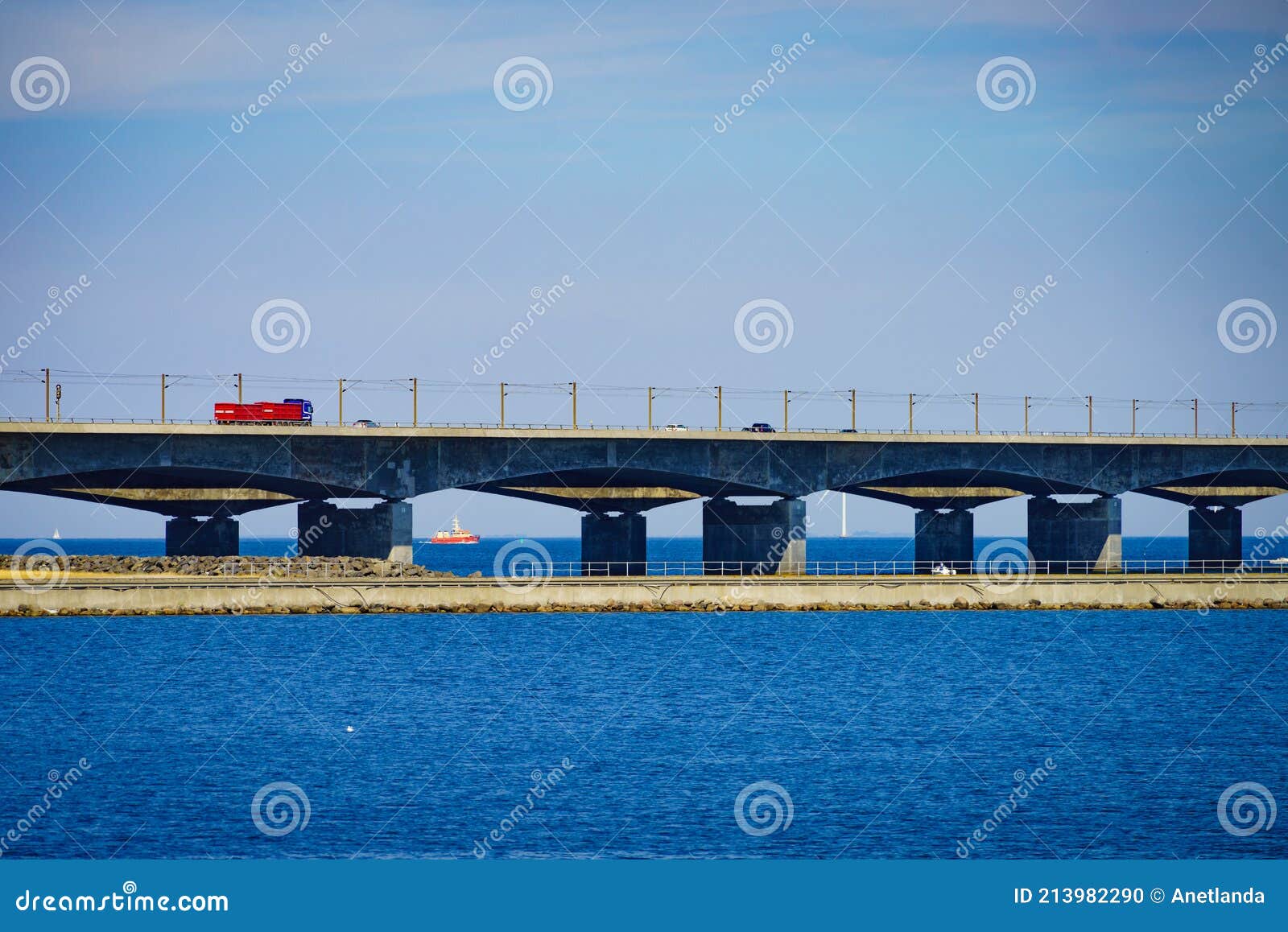 Storebaelt Bridge in Denmark Stock Photo - Image of seaside, highway ...