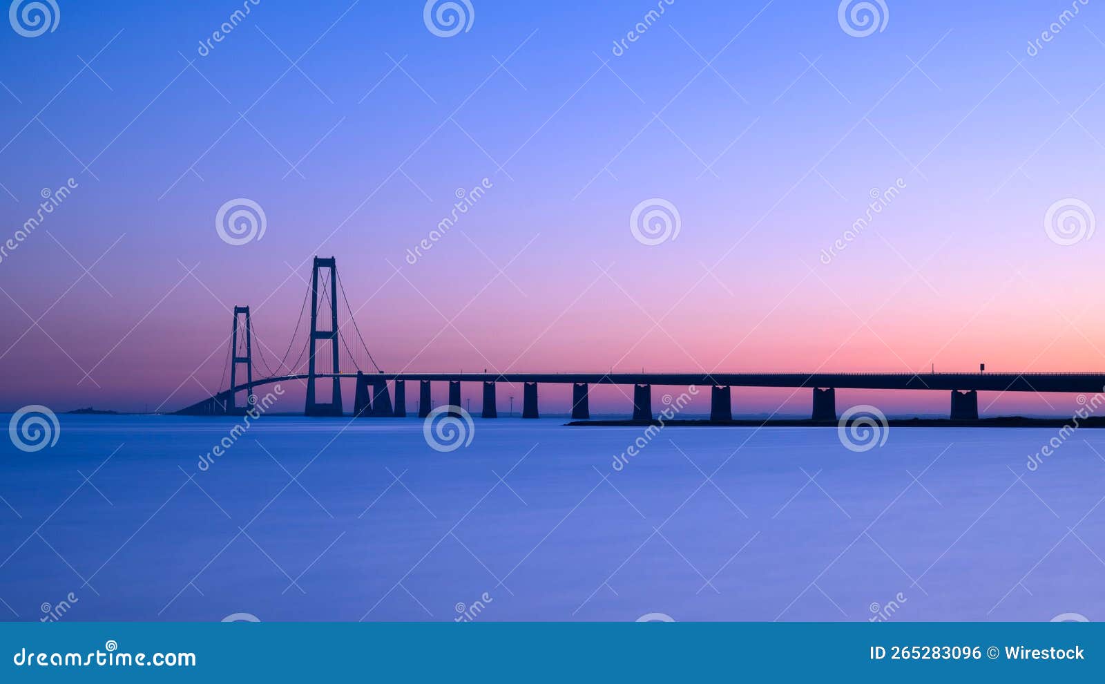 Storebaelt Bridge, Denmark at Sunset Stock Photo - Image of ...