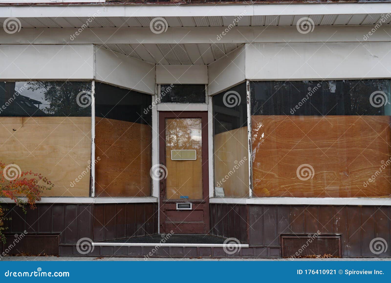 Storefront with Boarded Up Windows Stock Image - Image of class, front ...